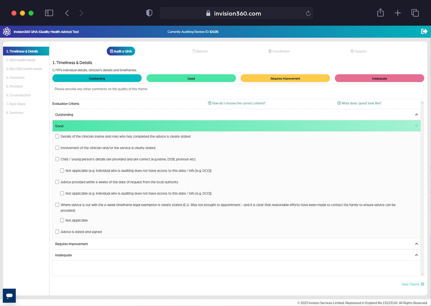 A digital quality assurance tool to audit the Quality of EHCP Health Advice | Invision360