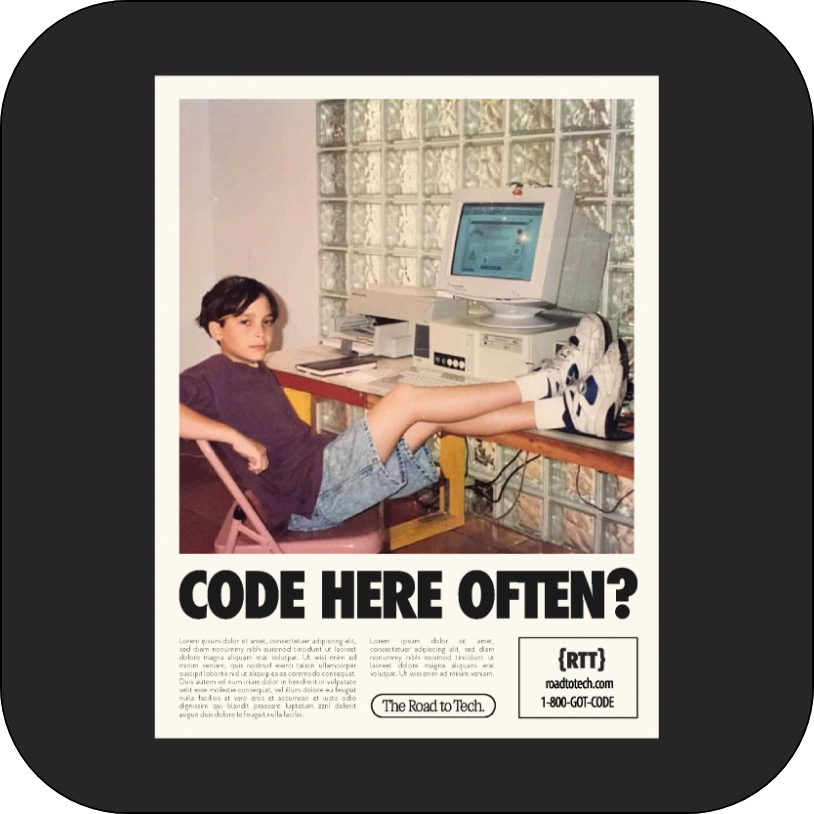 Road to Tech, 80s 90s Retro Cool Brand Design for Tech Course - ATNN Design