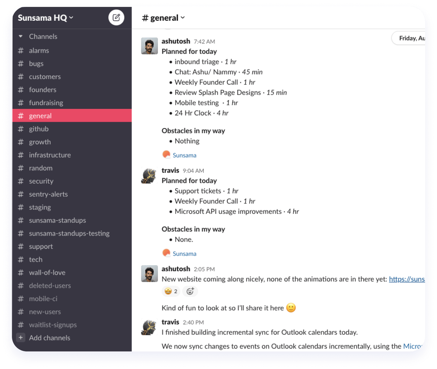 Slack Integration - Sunsama