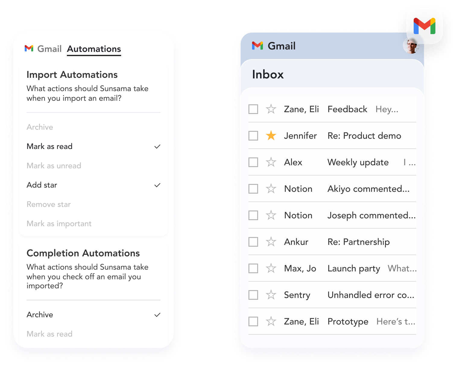 Gmail Integration - Sunsama
