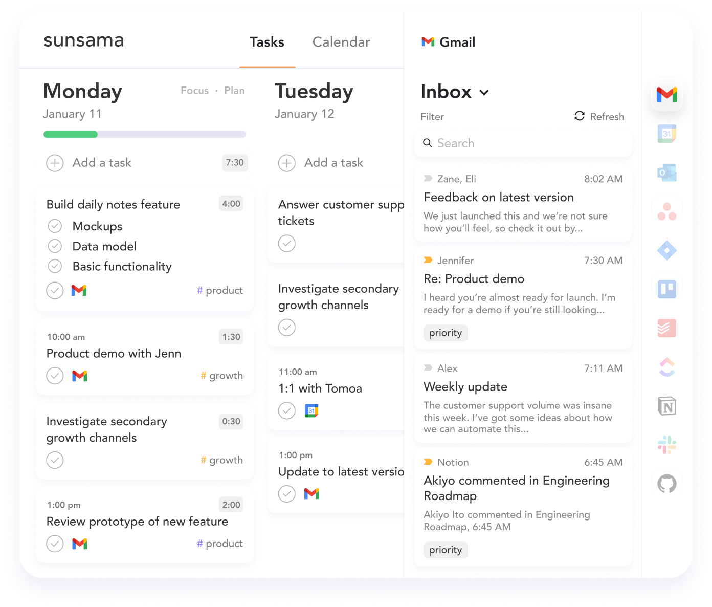 Gmail Integration - Sunsama