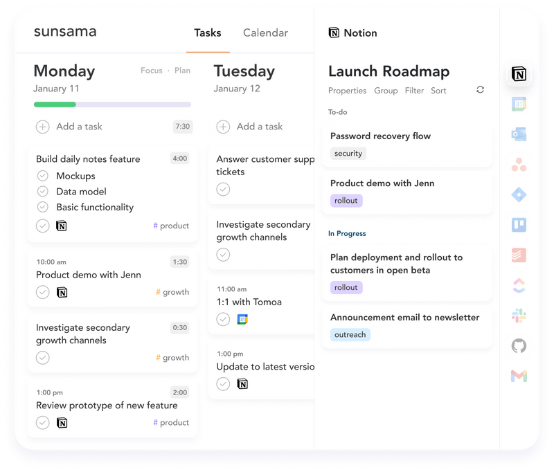 Notion Integration - Sunsama