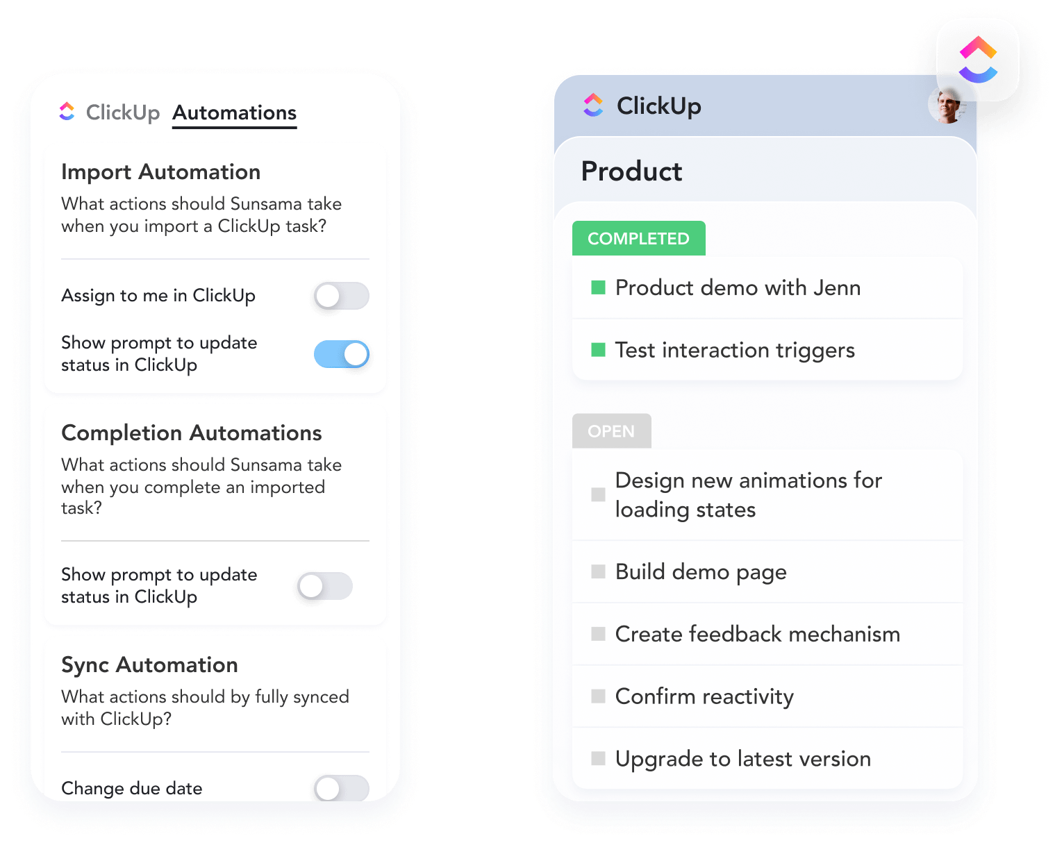 ClickUp Integration - Sunsama