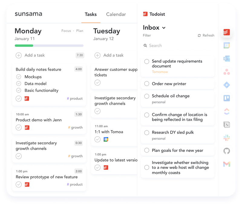 Todoist Integration - Sunsama