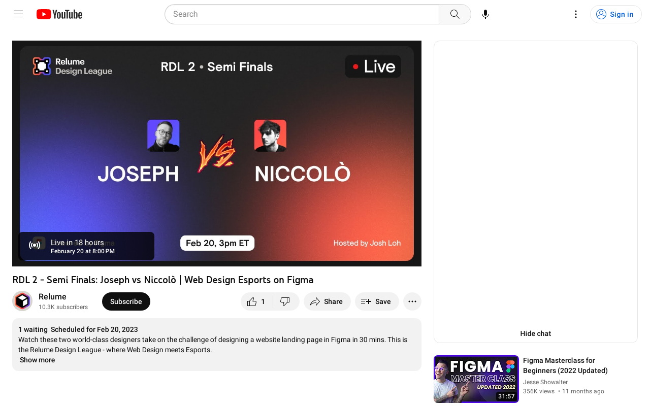 RDL 2 - Semi Finals: Joseph vs Niccolò | Web Design Esports on Figma