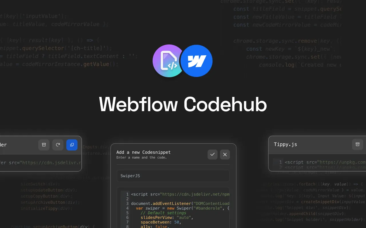 Easily save custom code snippets for Webflow with Codehub - State of Flow