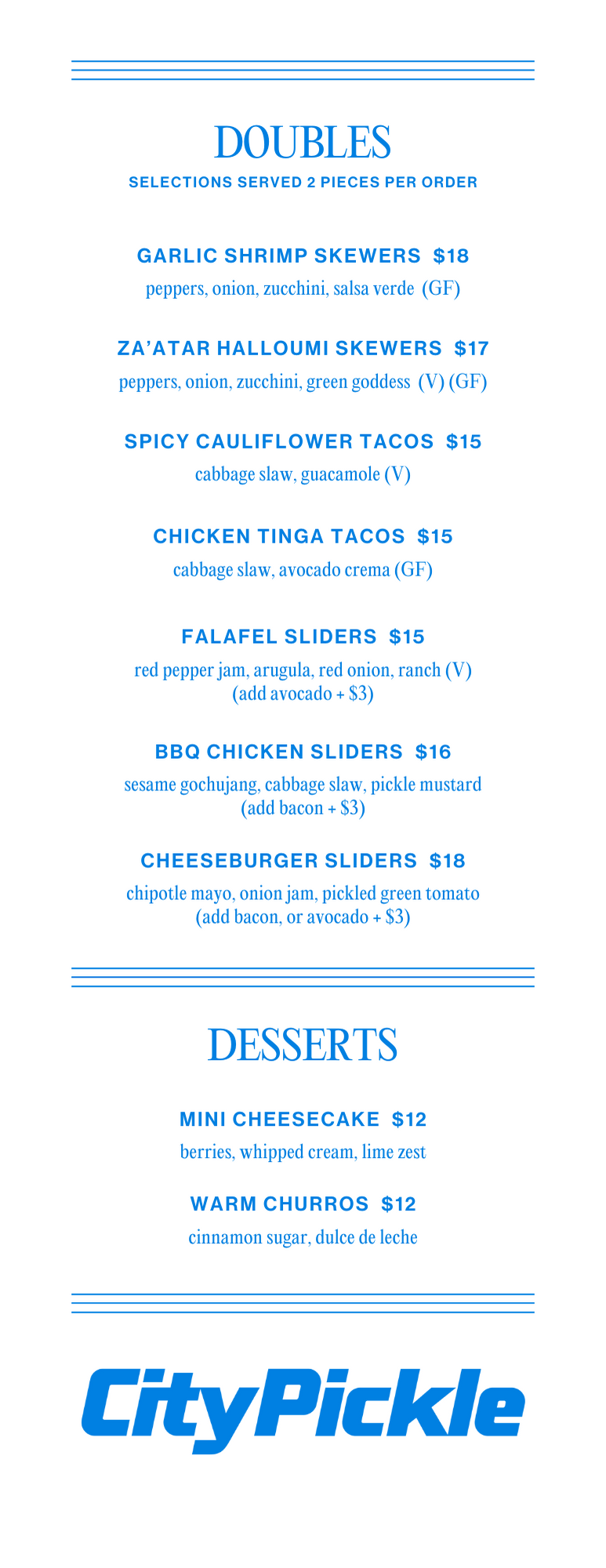 CityPickle | Long Island City Menu