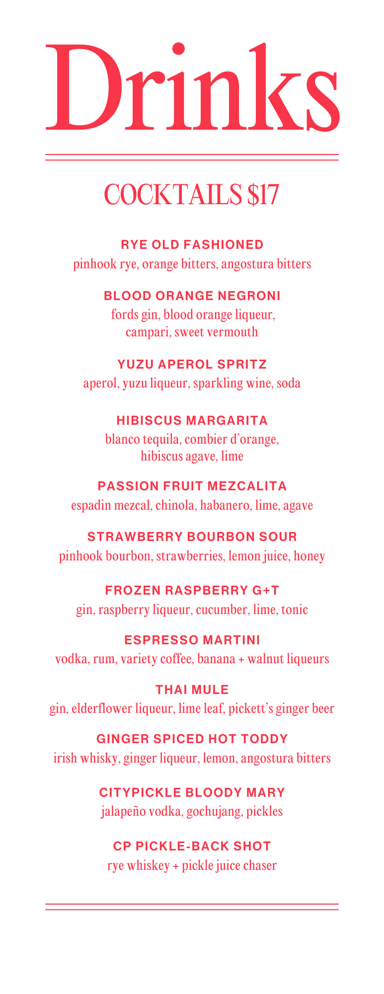 CityPickle | LIC Menu