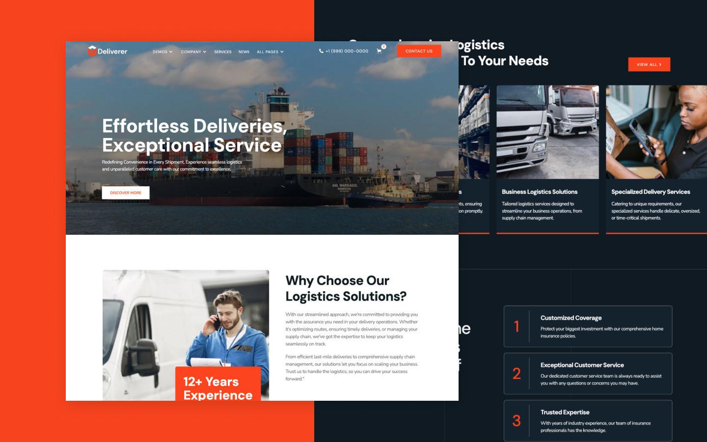 Deliverer - Transportation, Cargo and Logistics Website Template | wCopilot