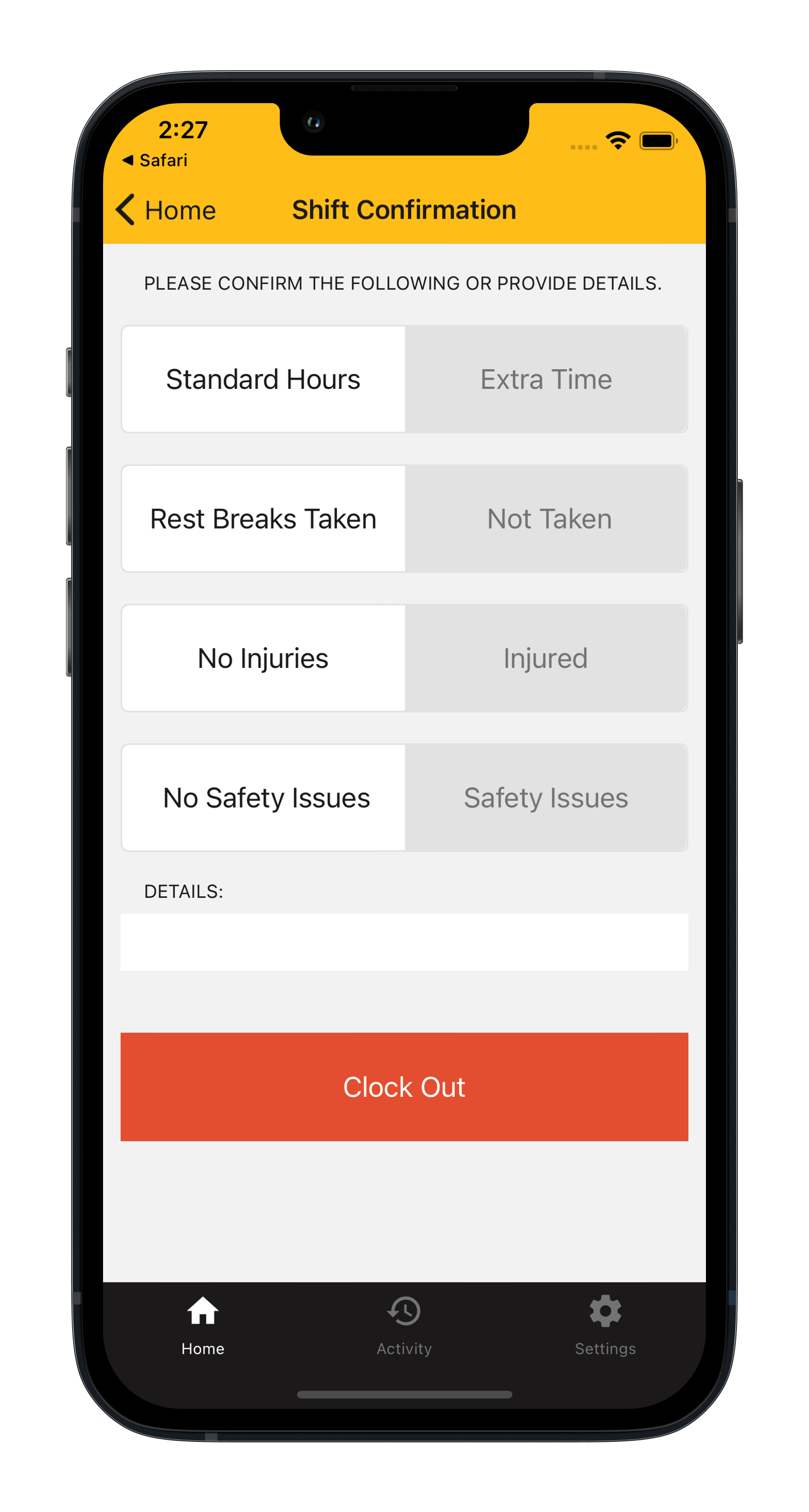 Attestations at Clock Out
