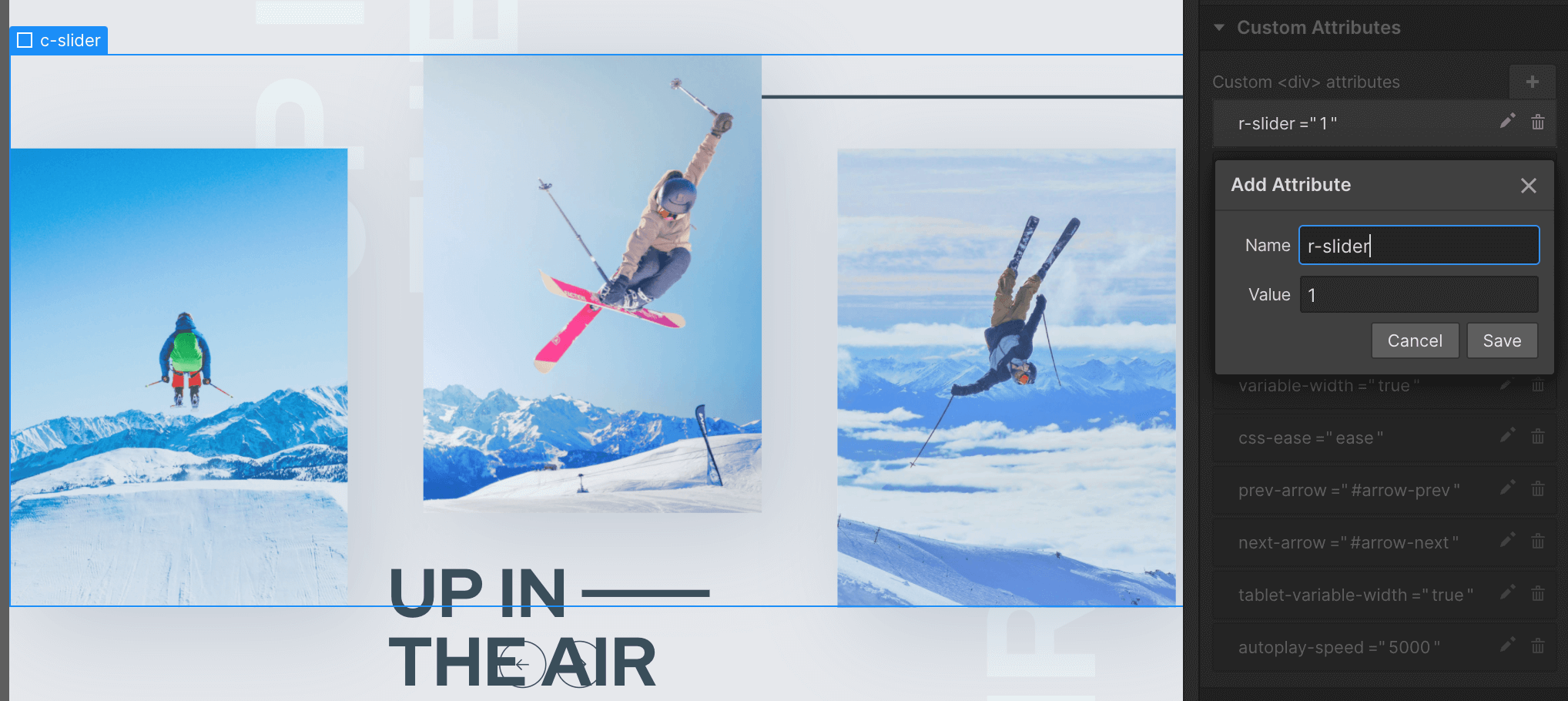 How do you create custom sliders in Webflow?