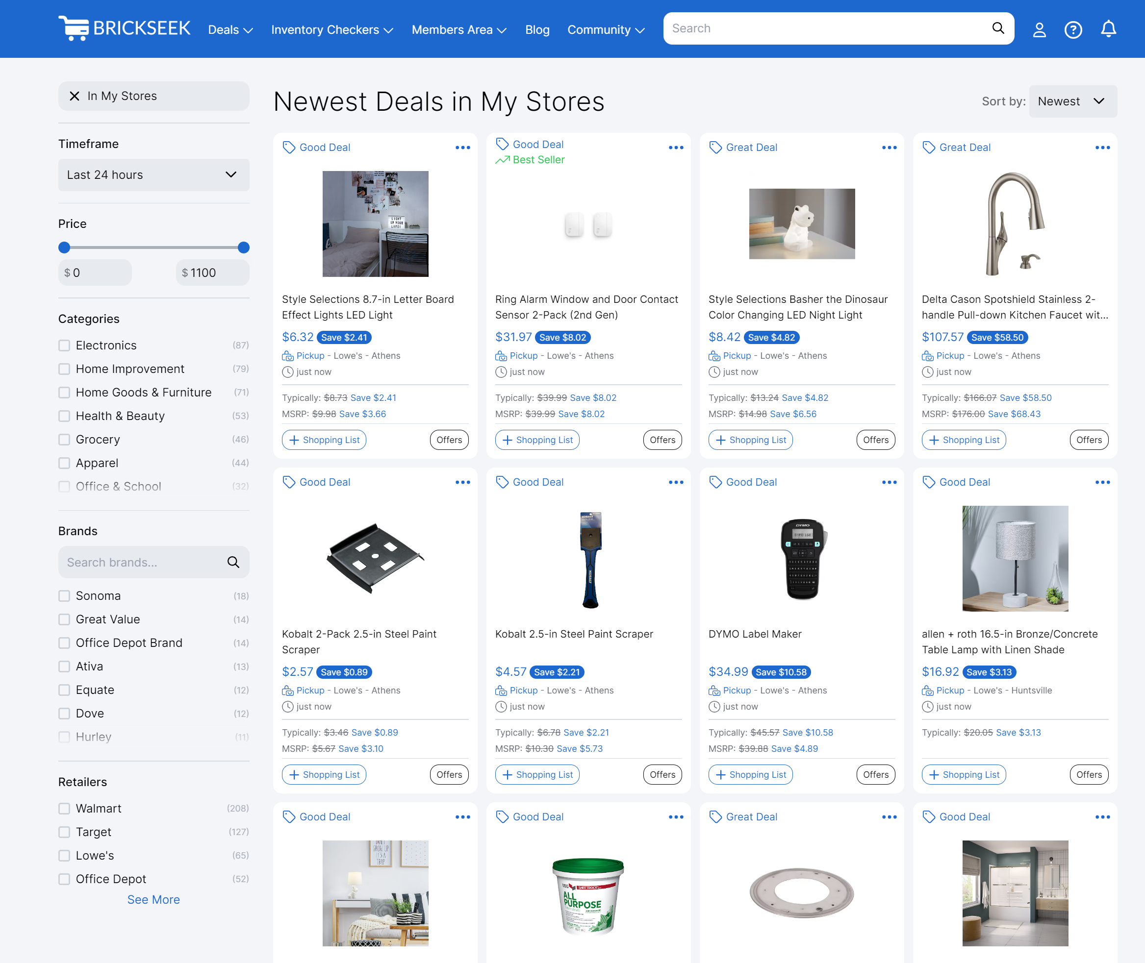 Newest Deals in My Stores | Guides | Brickseek
