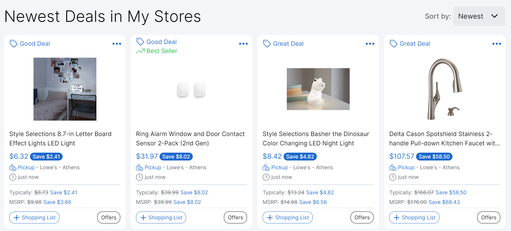 Newest Deals in My Stores | Guides | Brickseek