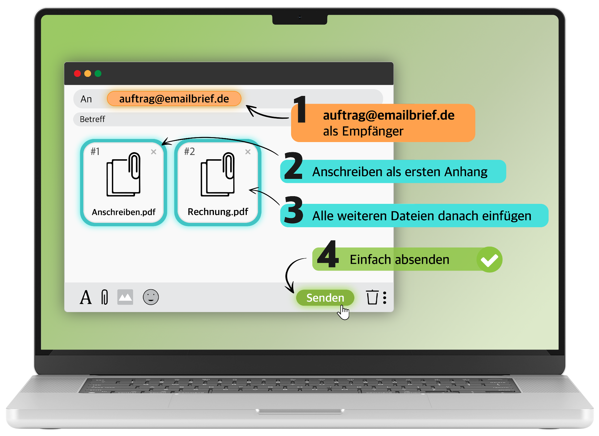 Briefe mit Anhängen online versenden - EMAILBRIEF GmbH