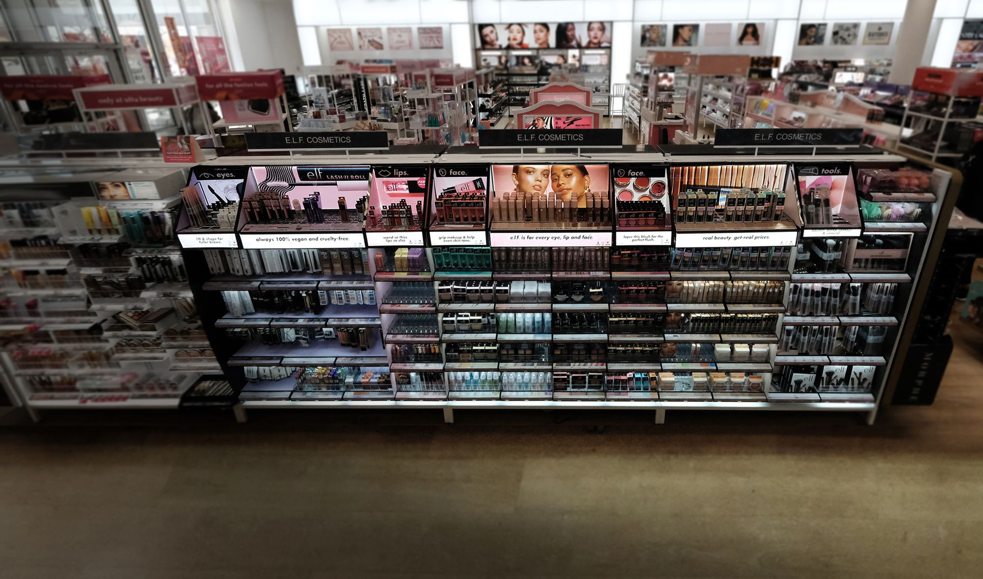 Elf for Ulta Inline Prestige Cosmetics Retail Display