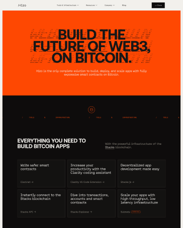 Hiro - Web3 Landing Page Examples