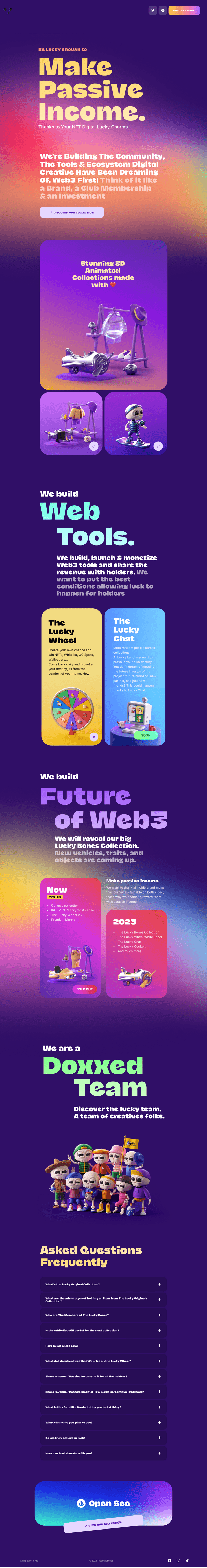 Lucky Bones - Web3 Landing Page Examples