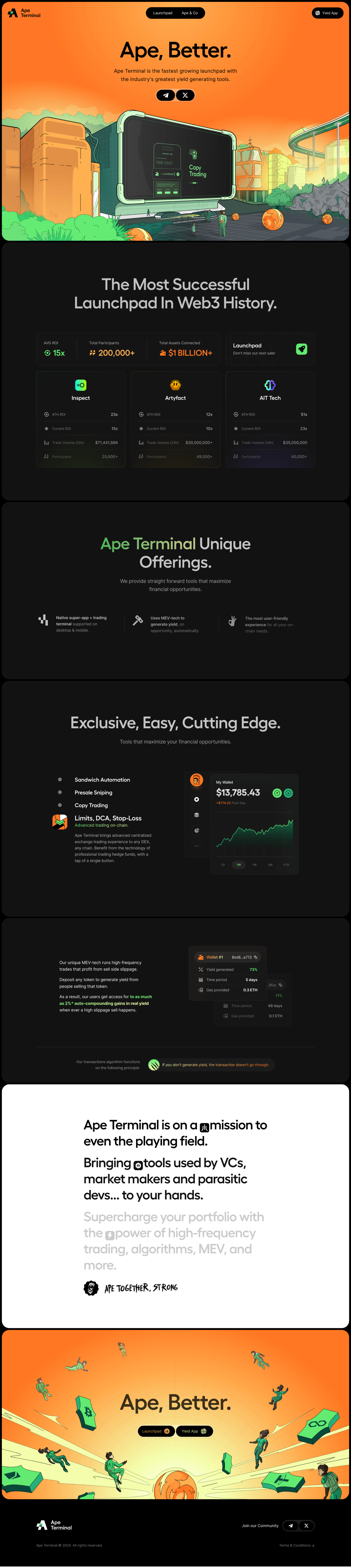 Ape terminal - Web3 Landing Page Examples