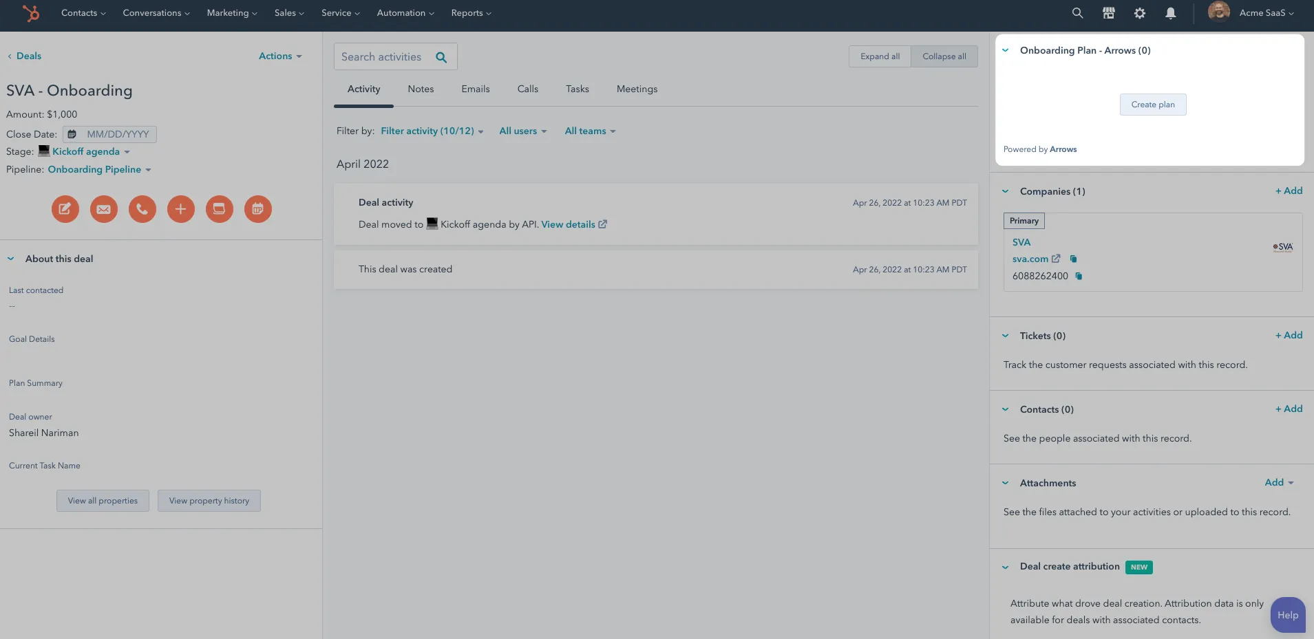 Arrows & Hubspot Quick Start Guide