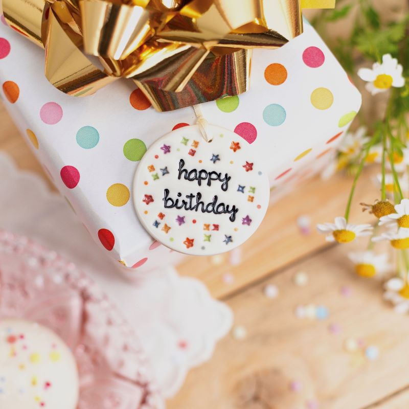 Happy Birthday Button - Hand made Ceramic and Porcelain Gifts