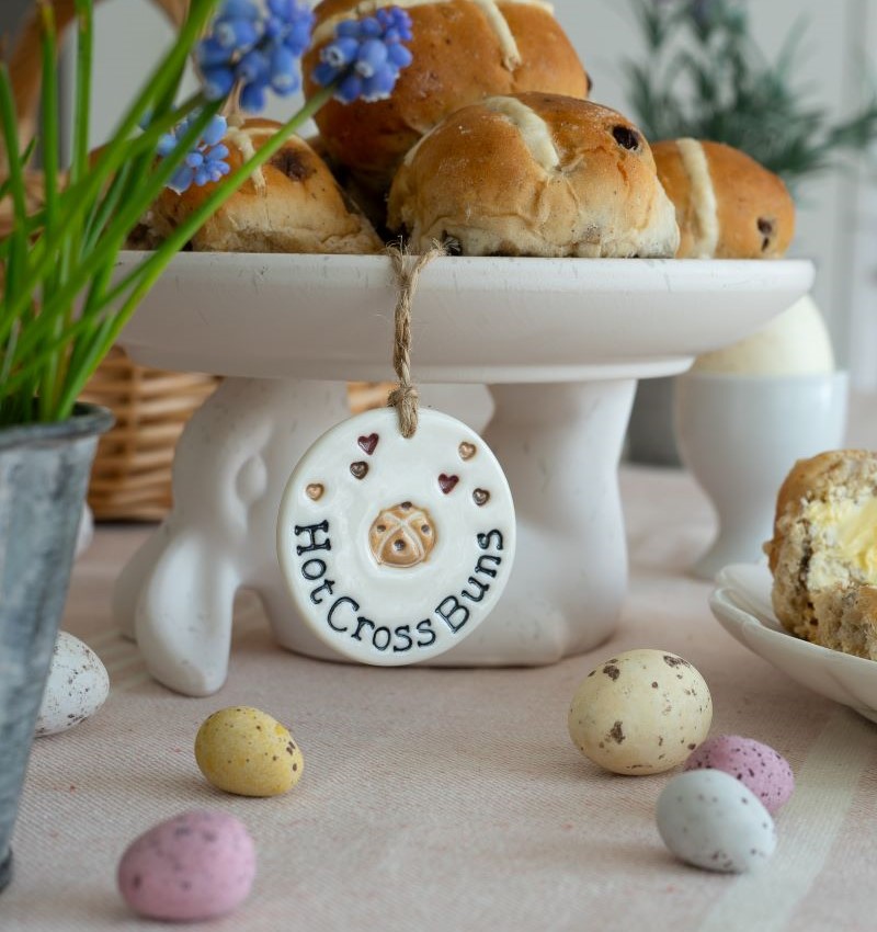 Hot Cross Buns Button - Hand made Ceramic and Porcelain Gifts