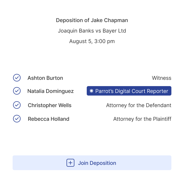 Parrot – Depositions