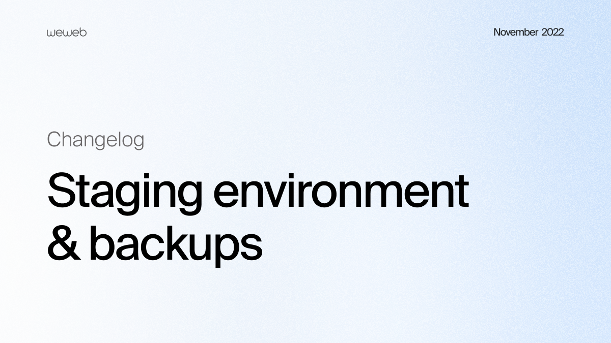 Staging environment and backups
