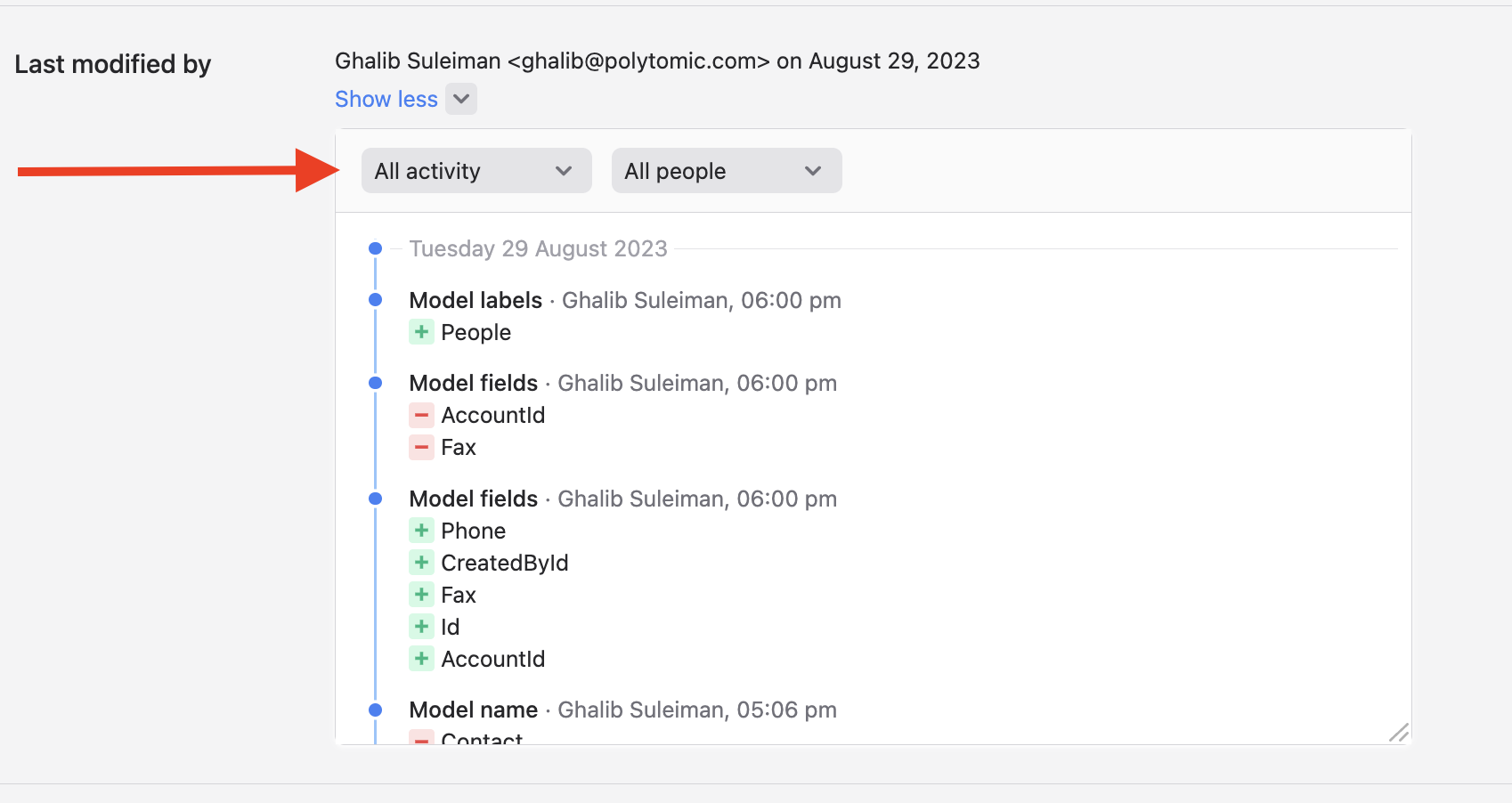 Introducing the Model Activity Log