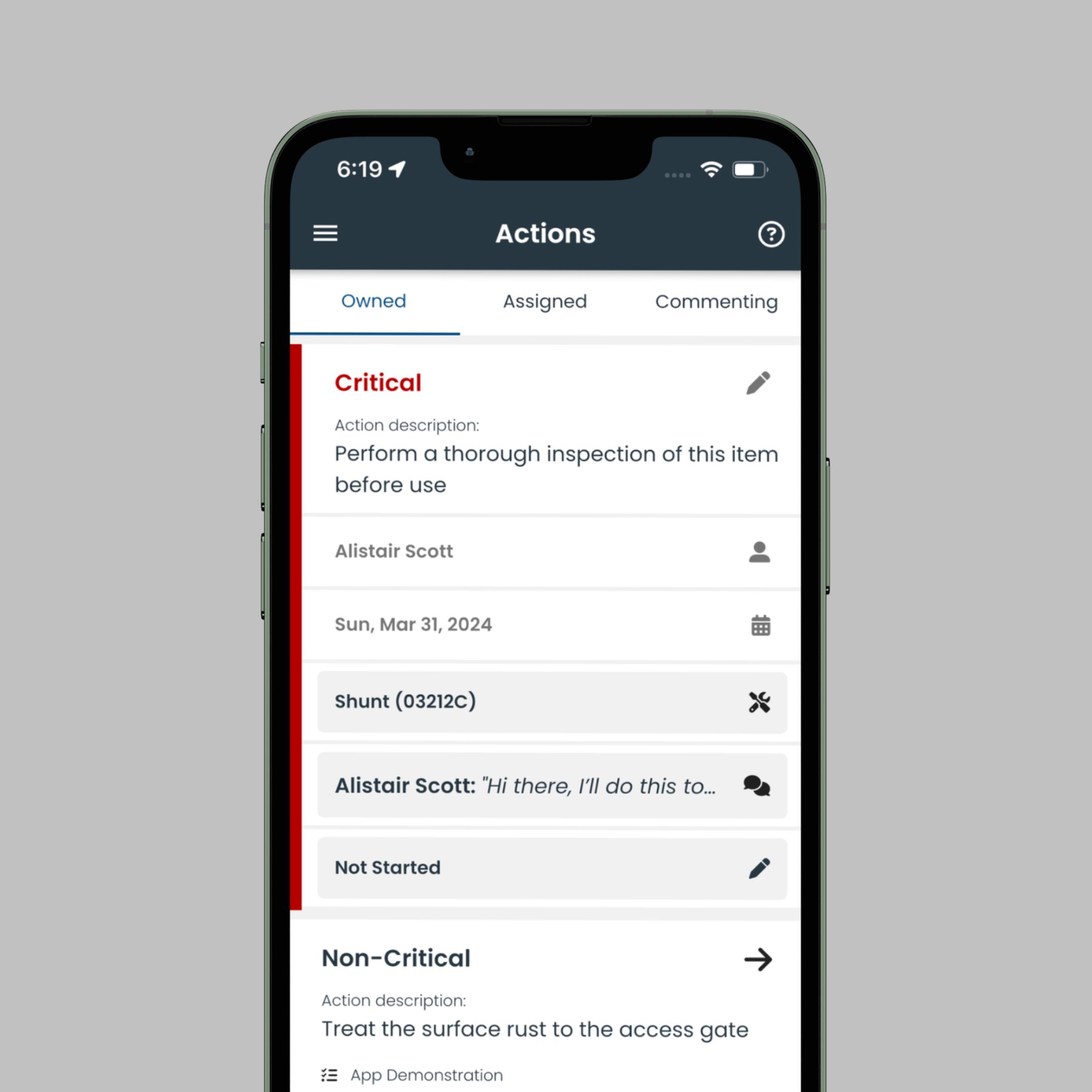 Checklist and Equipment Management App | Risk Memo