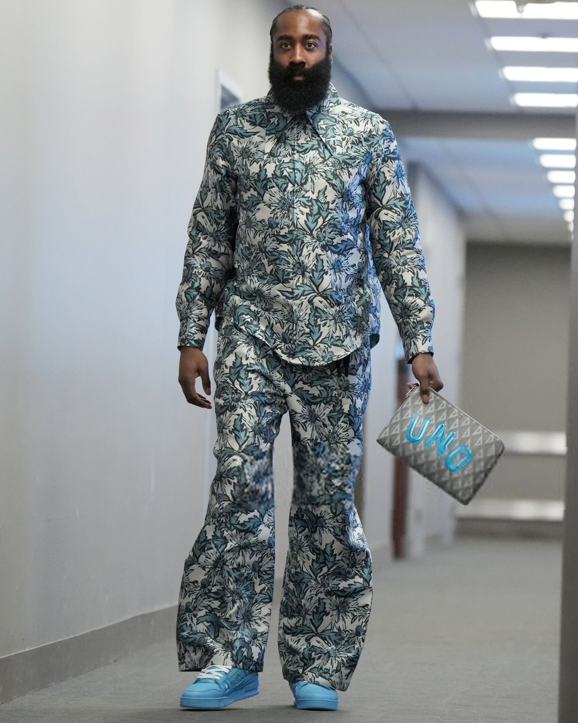 James Harden styling in full Louis Vuitton ahead of Sixers x Bulls
