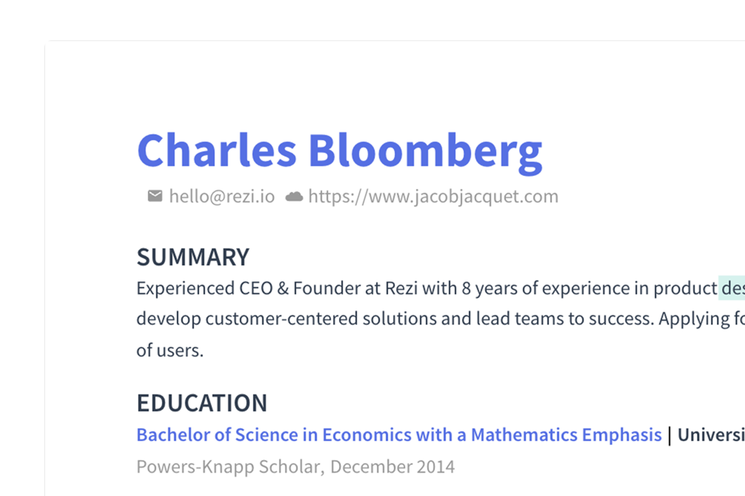 Rezi AI Resume Summary Generator - Generate a summary