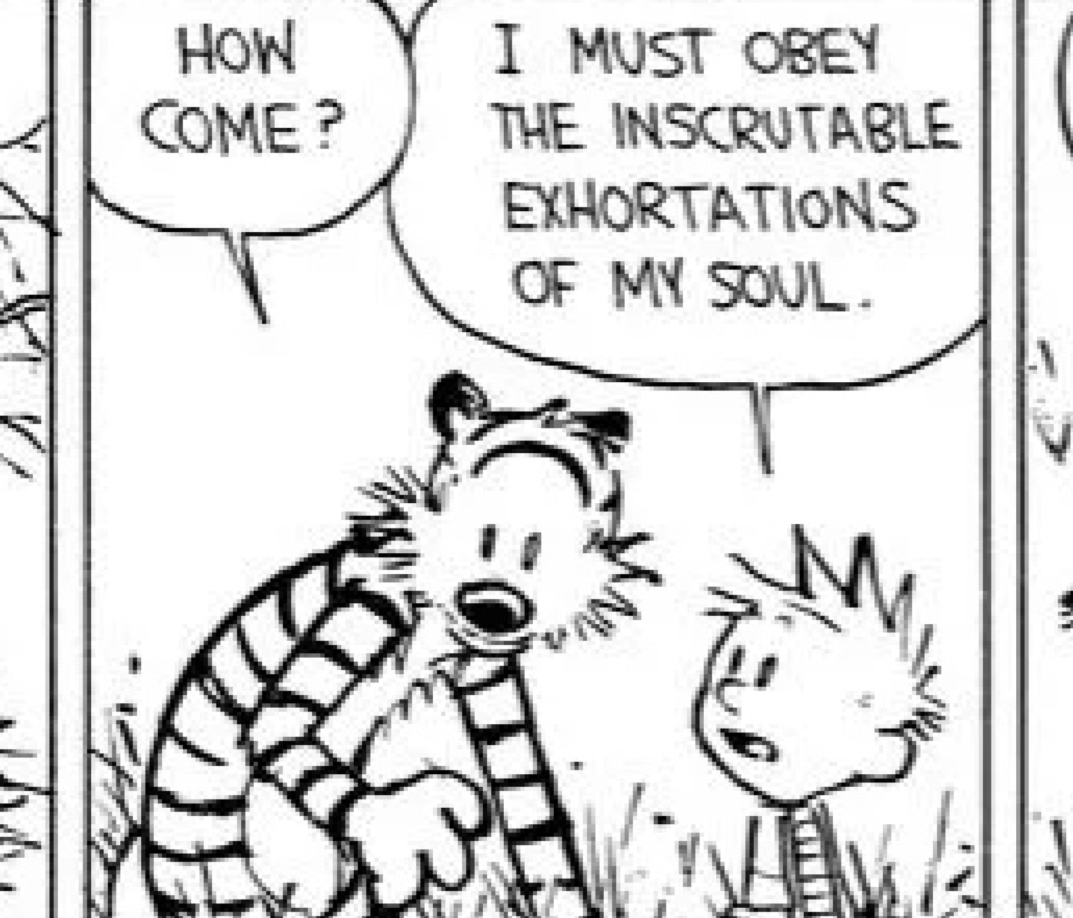 Following the inscrutable exhortations of my soul