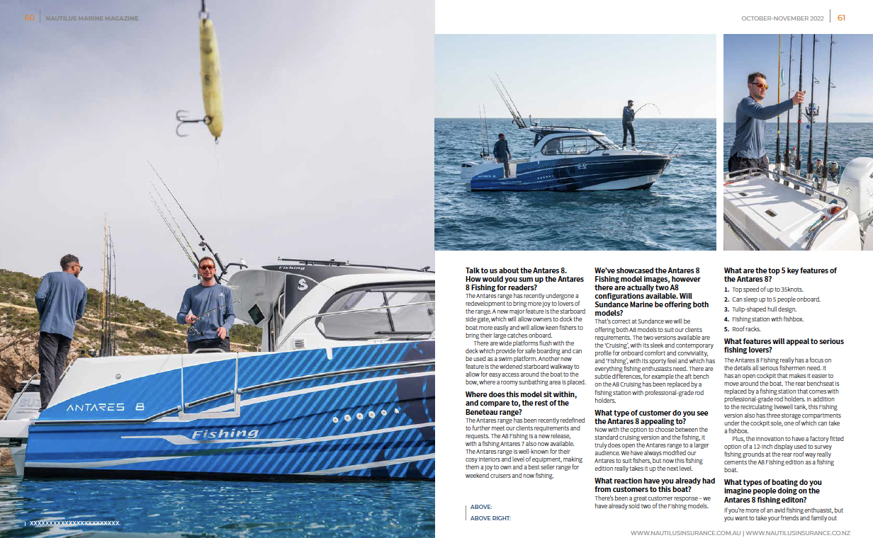 Beneteau Antares 8 Fishing in Nautilus Marine Magazine | Sundance Marine