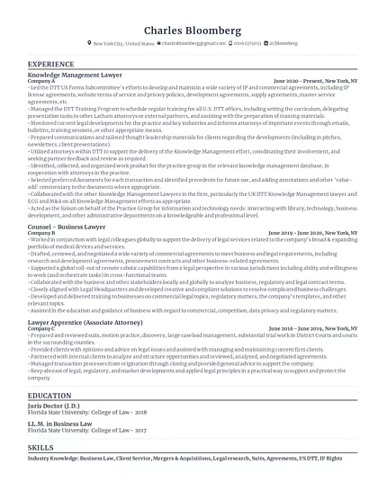 Free Legal Resume Samples - Rezi AI