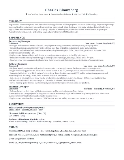 Software Engineering Manager Resume Example for 2023 - Rezi Ai