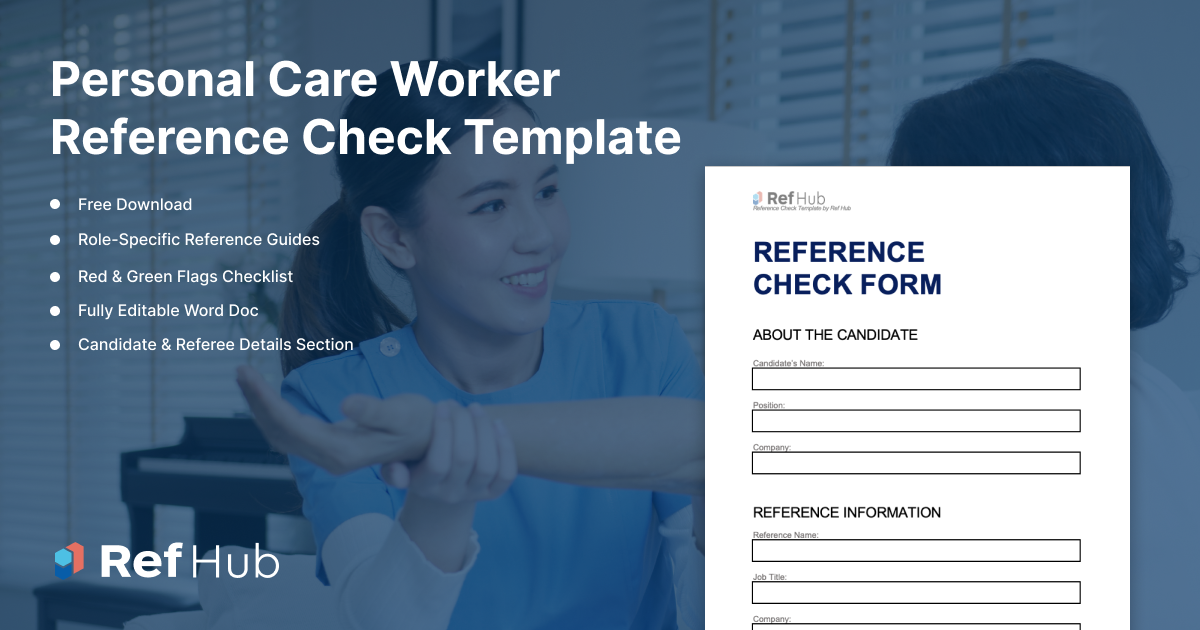 Free Personal Care Worker Reference Check Template | Download Now!