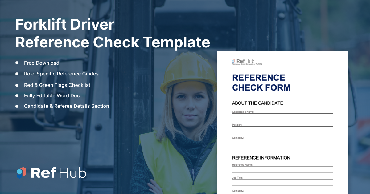 Free Forklift Driver Reference Check Template | Download Now!