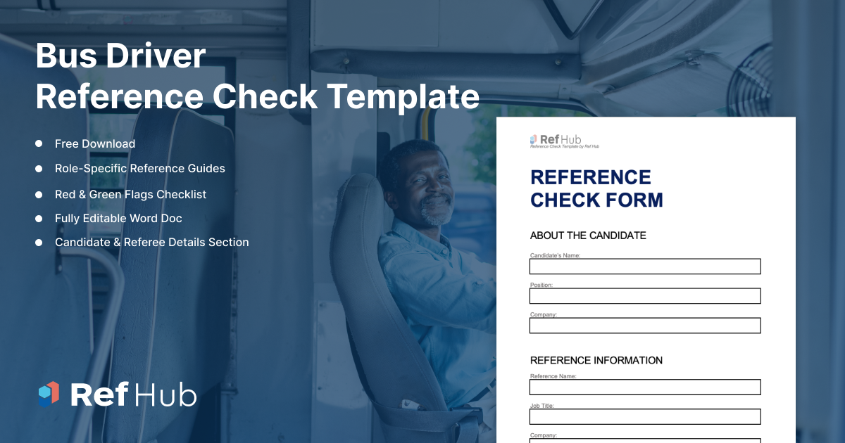 Free Bus Driver Reference Check Template | Download Now!