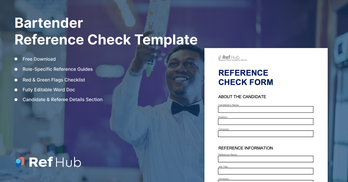Free Bartender Reference Check Template | Get It Now!