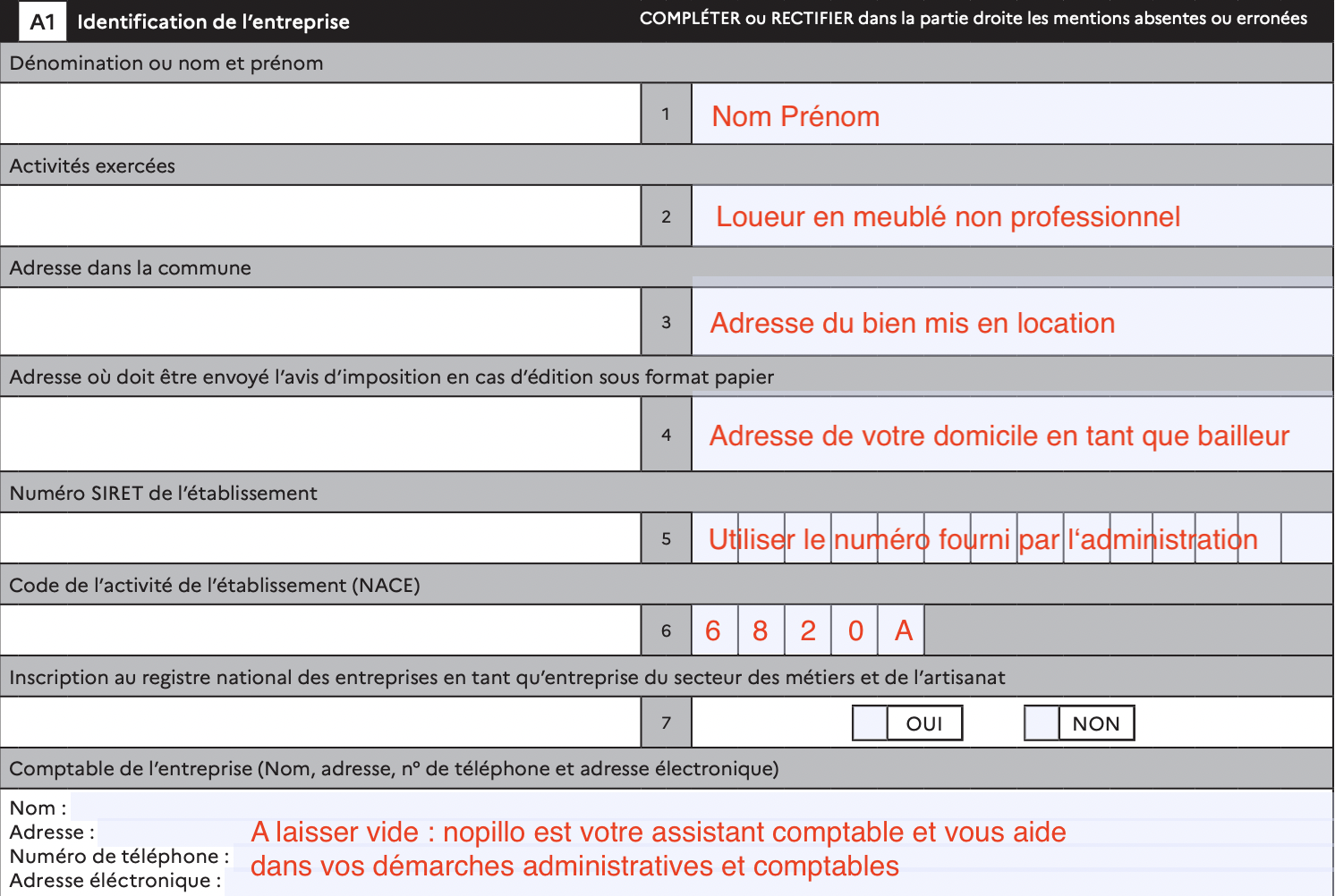 Guide pour remplir le formulaire 1447-C-SD