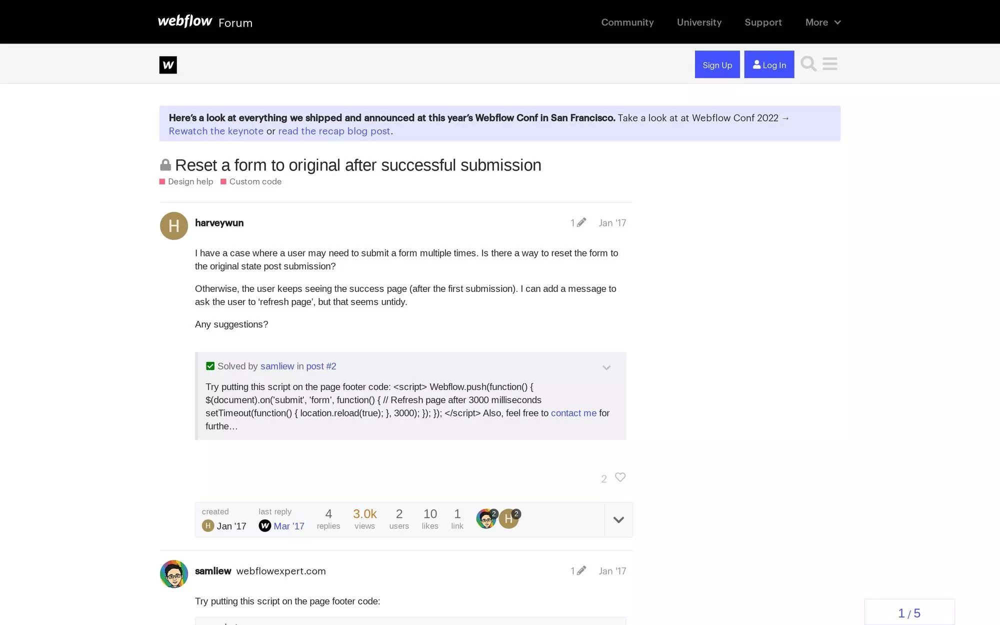Reset a form to original after successful submission - Publishing Help ...