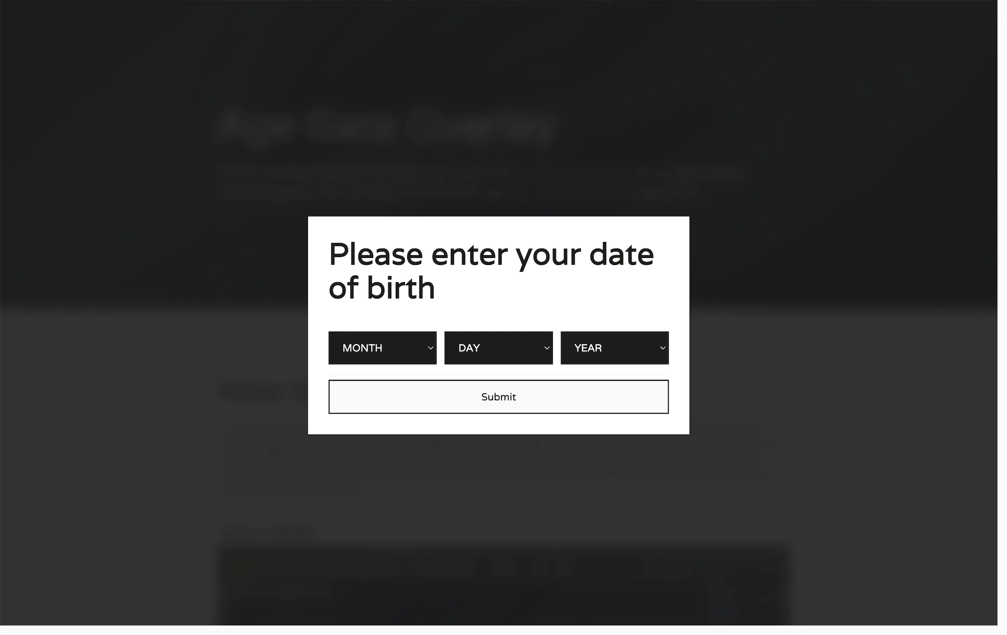 Age Gate Overlay [Component] No-Code Supply Co.