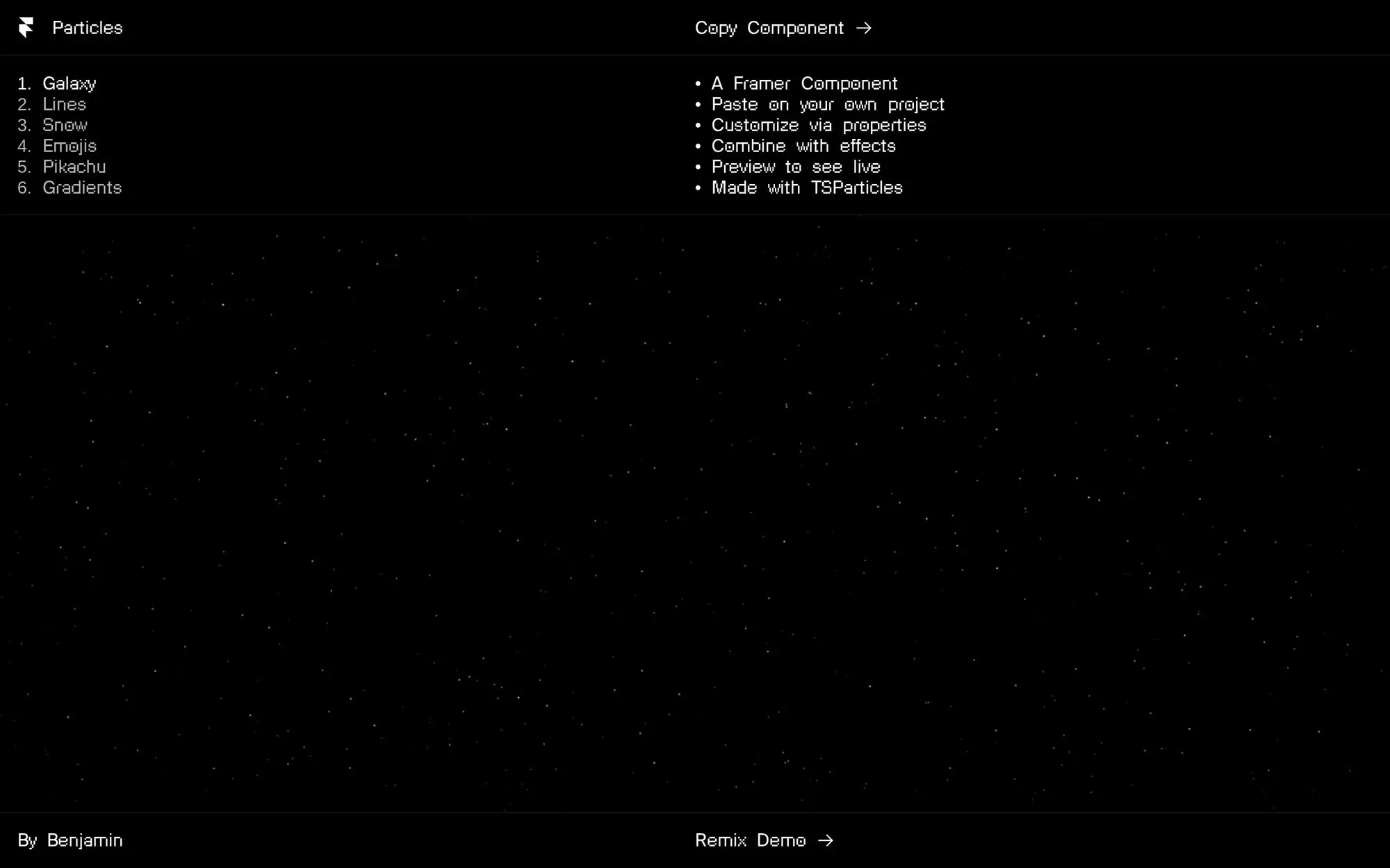 Particles for Framer [Component] No-Code Supply Co.