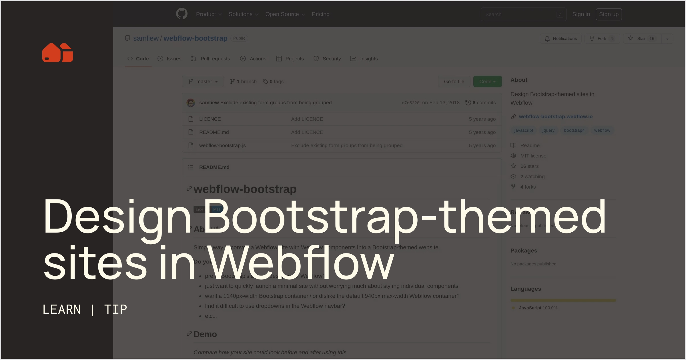 Design Bootstrap-themed sites in Webflow [Tip] No-Code Supply Co.