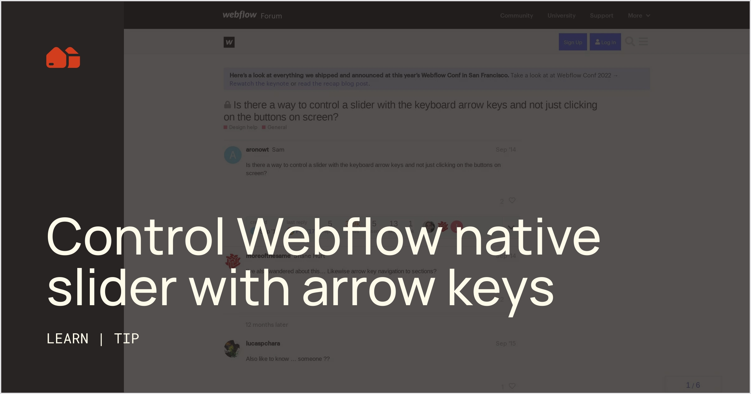 Control Webflow native slider with arrow keys [Tip] No-Code Supply Co.