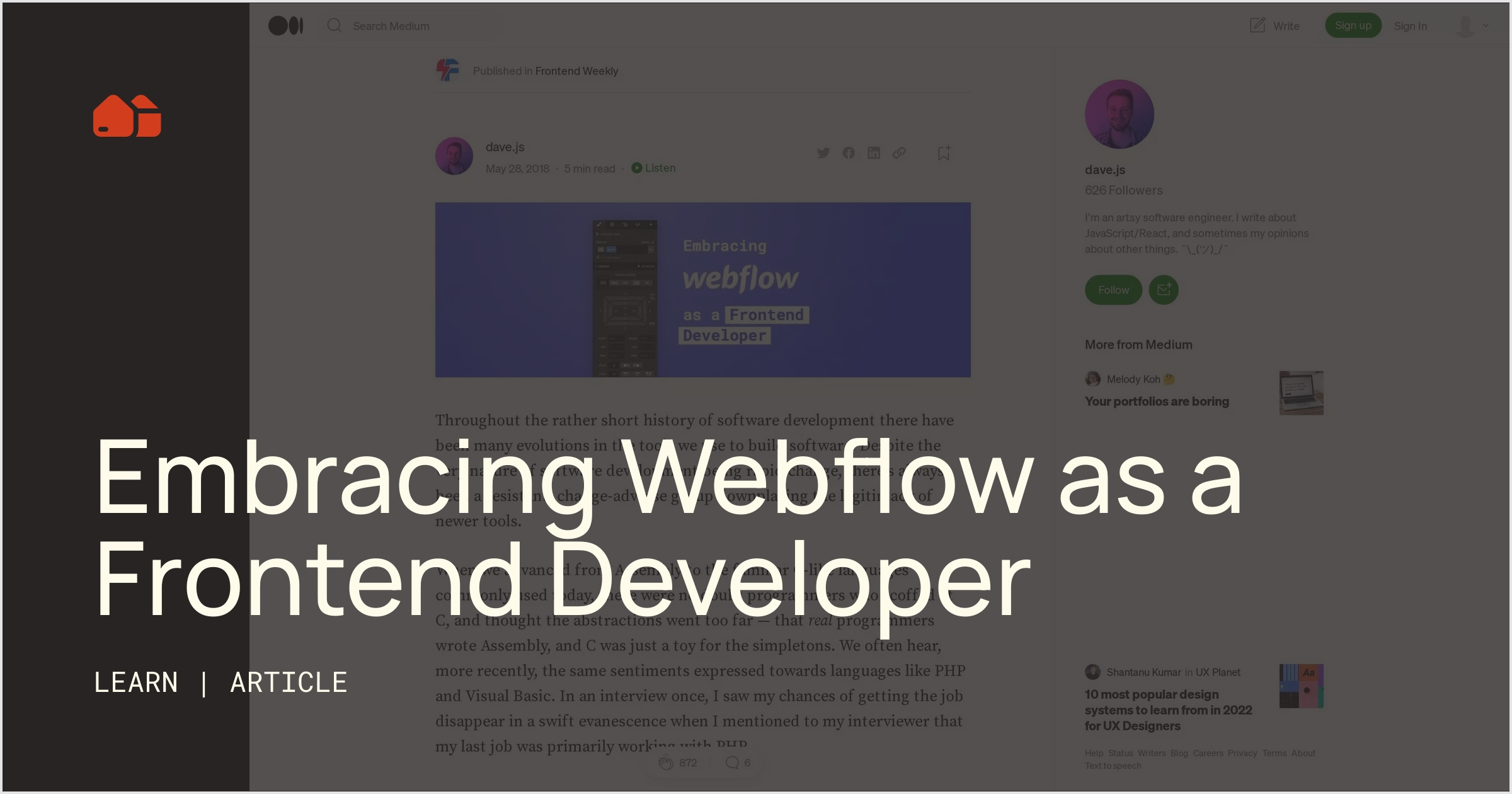 Embracing Webflow as a Frontend Developer [Article] No-Code Supply Co.