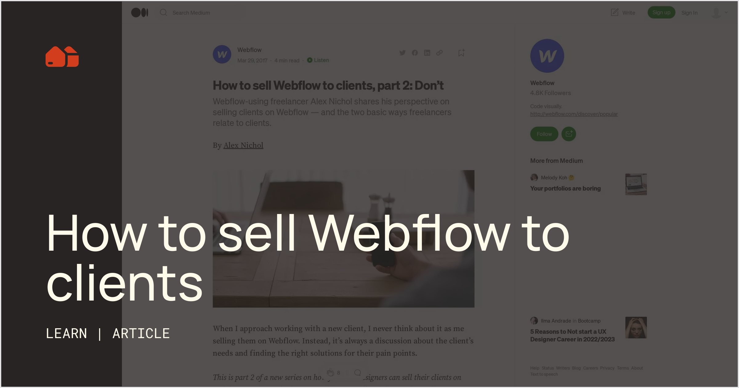 How to sell Webflow to clients [Article] No-Code Supply Co.