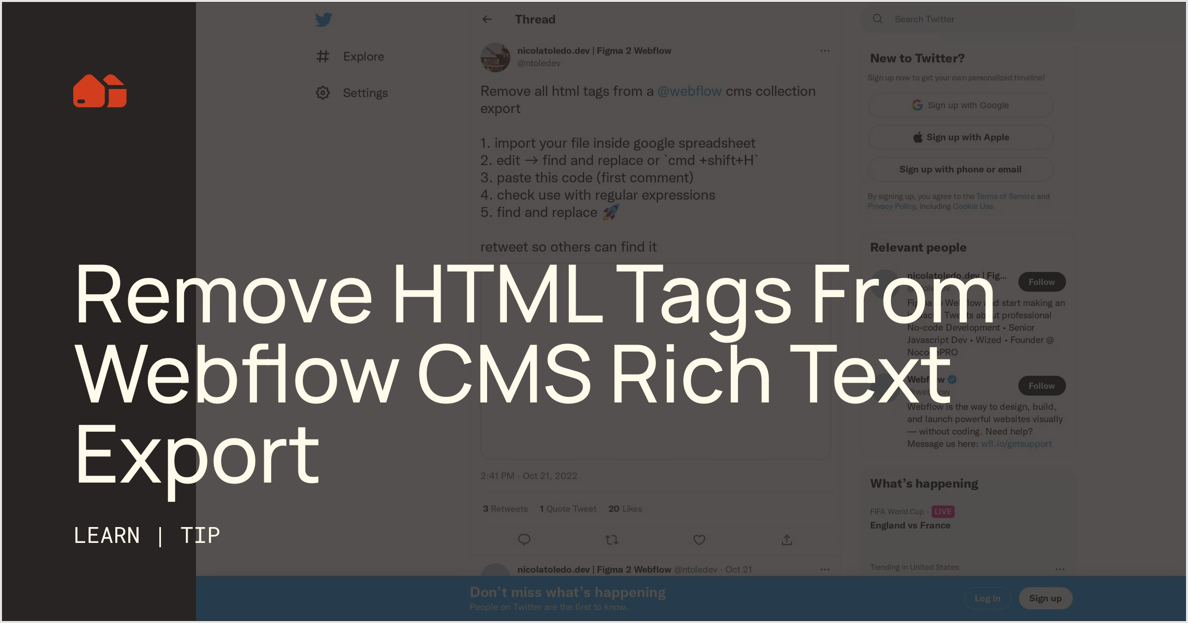 Remove HTML Tags From Webflow CMS Rich Text Export [Tip] No-Code Supply Co.