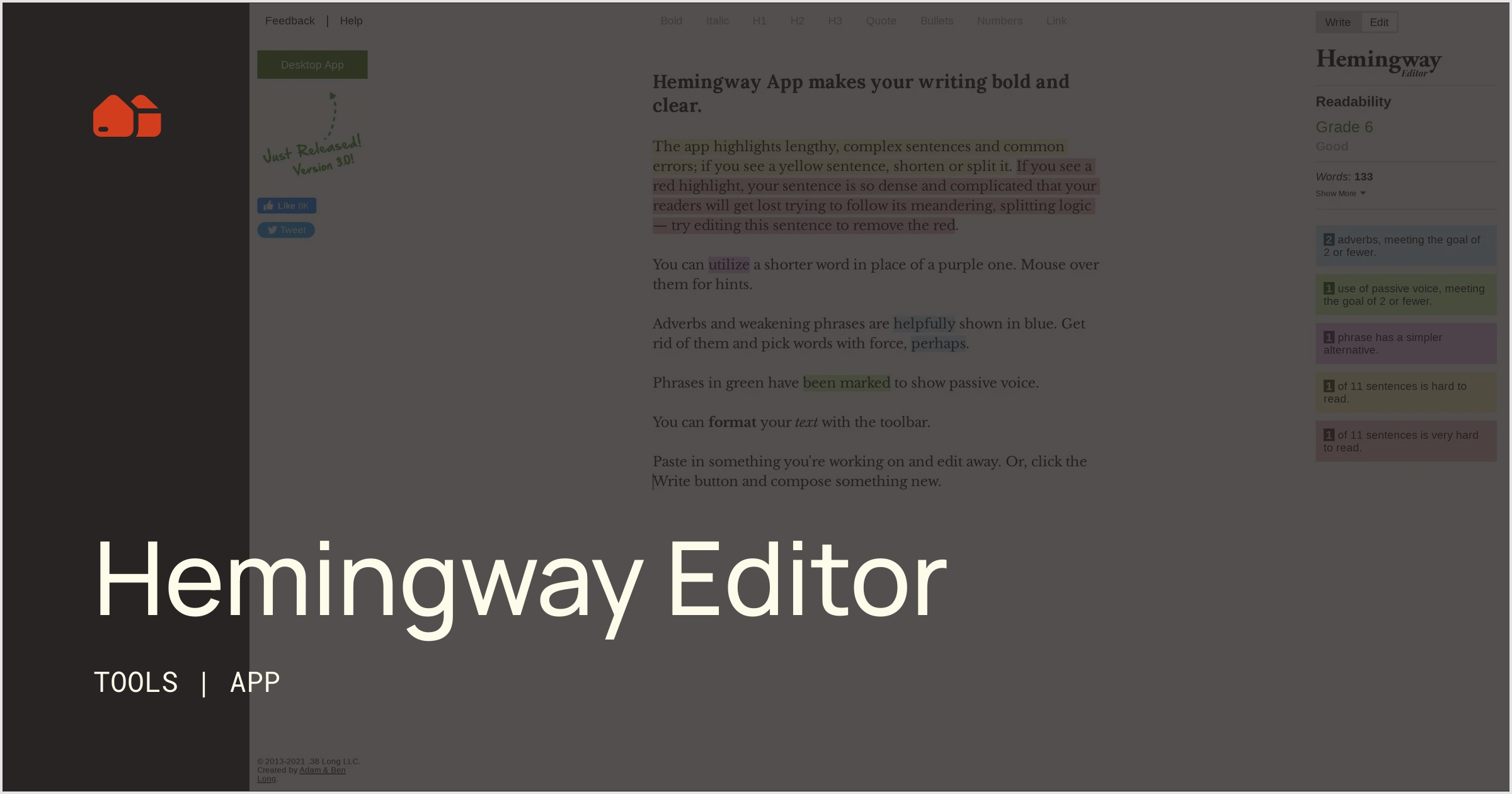 Hemingway Editor [App] No-Code Supply Co.