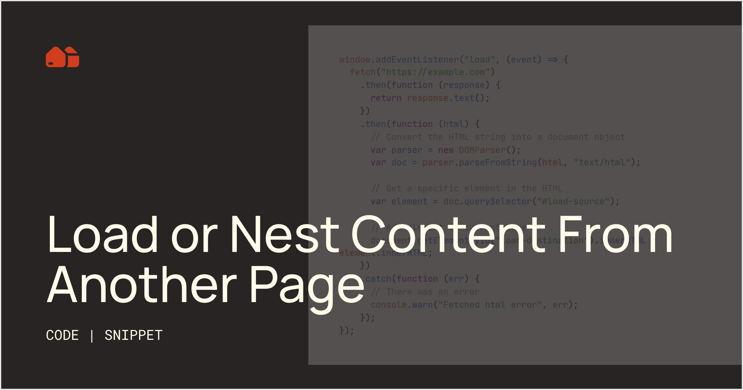 Load or Nest Content From Another Page [Snippet] No-Code Supply Co.